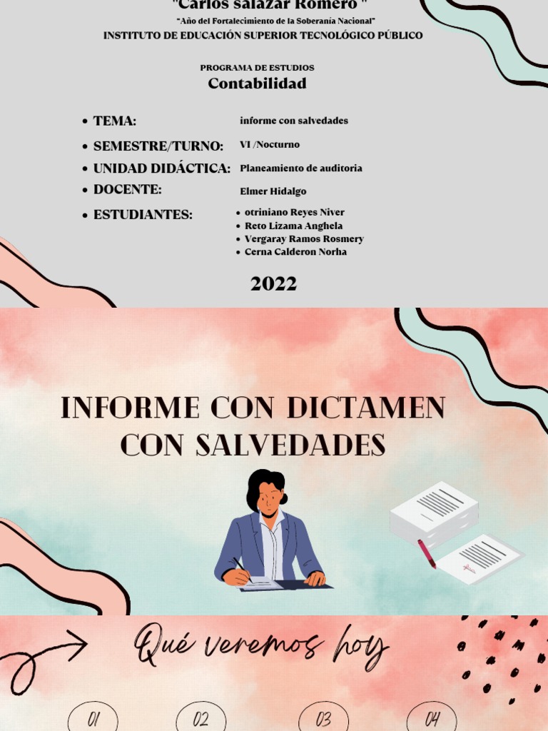 Informe Con Salvedades Diapo PDF | PDF | Auditoría | Contralor