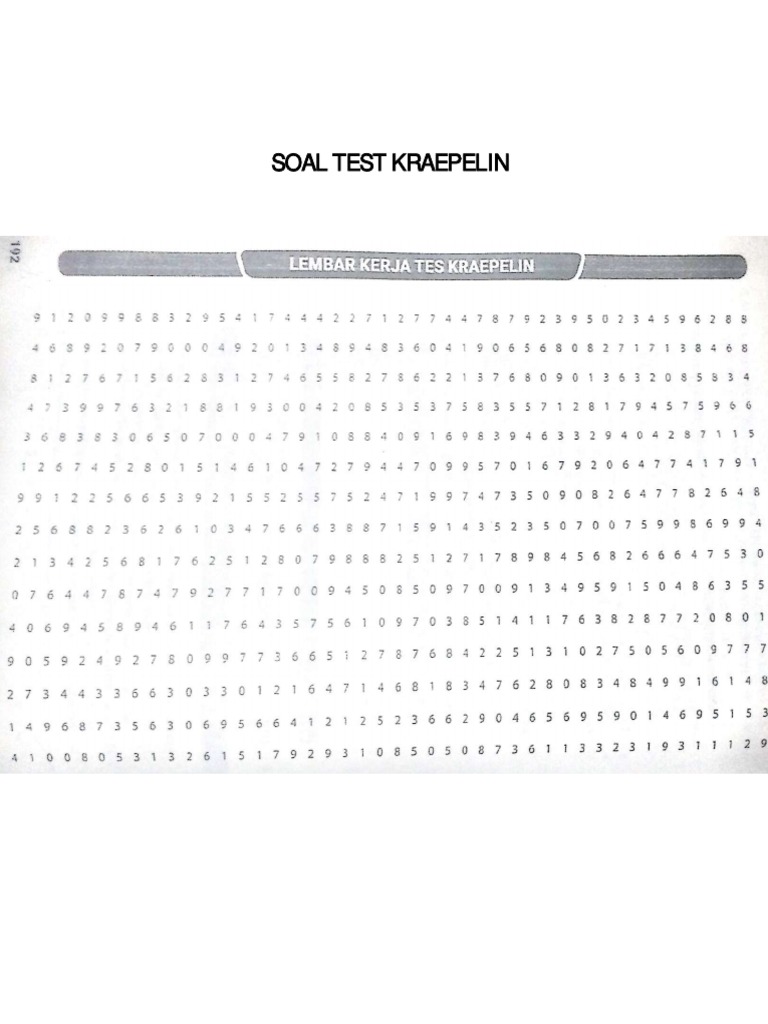 Soal Test Kraepelin (SFILE | PDF