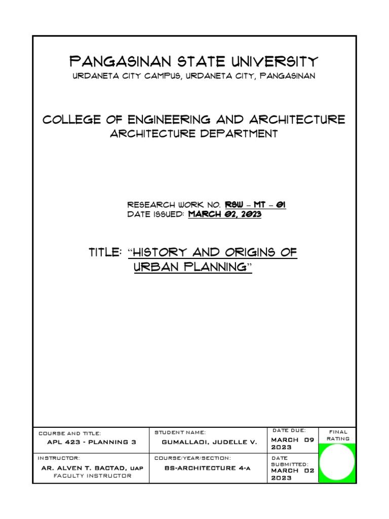 Apl423 Gumallaoi Judelle v. RSW-MT-01 4a | PDF | Urban Planning | Sustainability