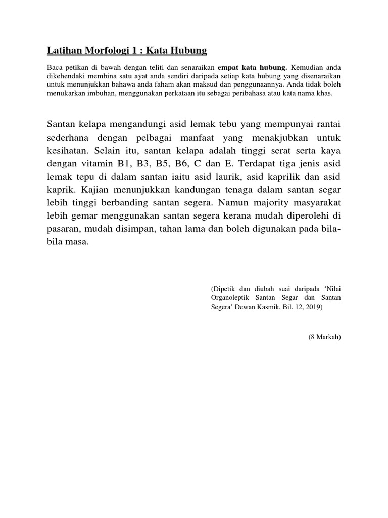 Latihan Morfologi 1 (Kata Hubung) | PDF