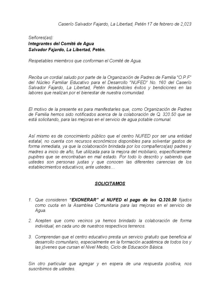 SOLICITUD AGUA POTABLE | PDF