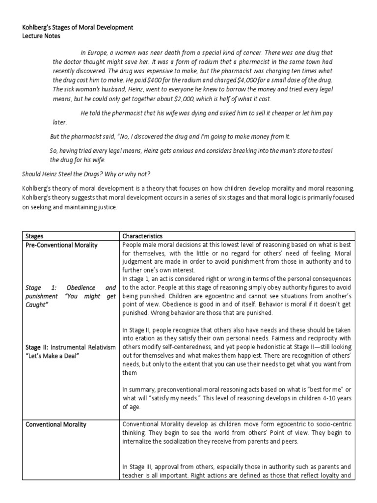 Kohlberg's Moral Development Stages Explained | PDF | Morality | Reason