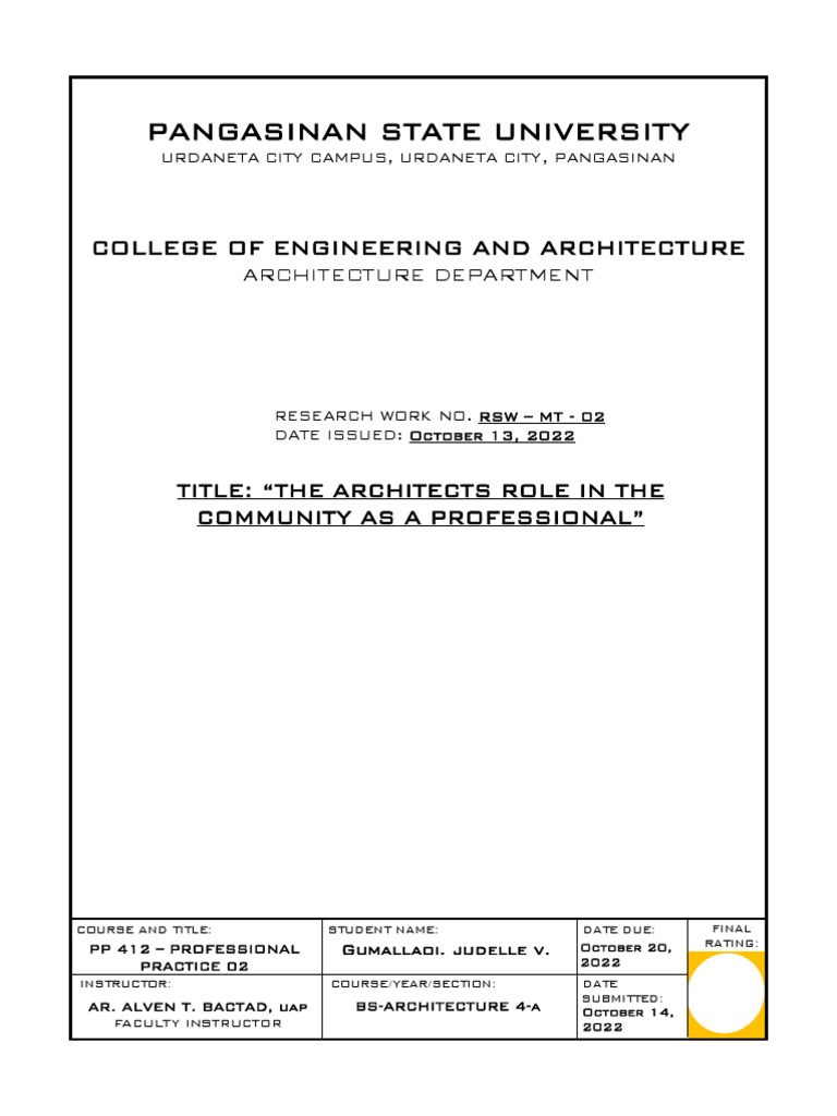 PP412 Gumallaoi Judelle v. RSW MT No.2 | PDF | Sustainability | Architect