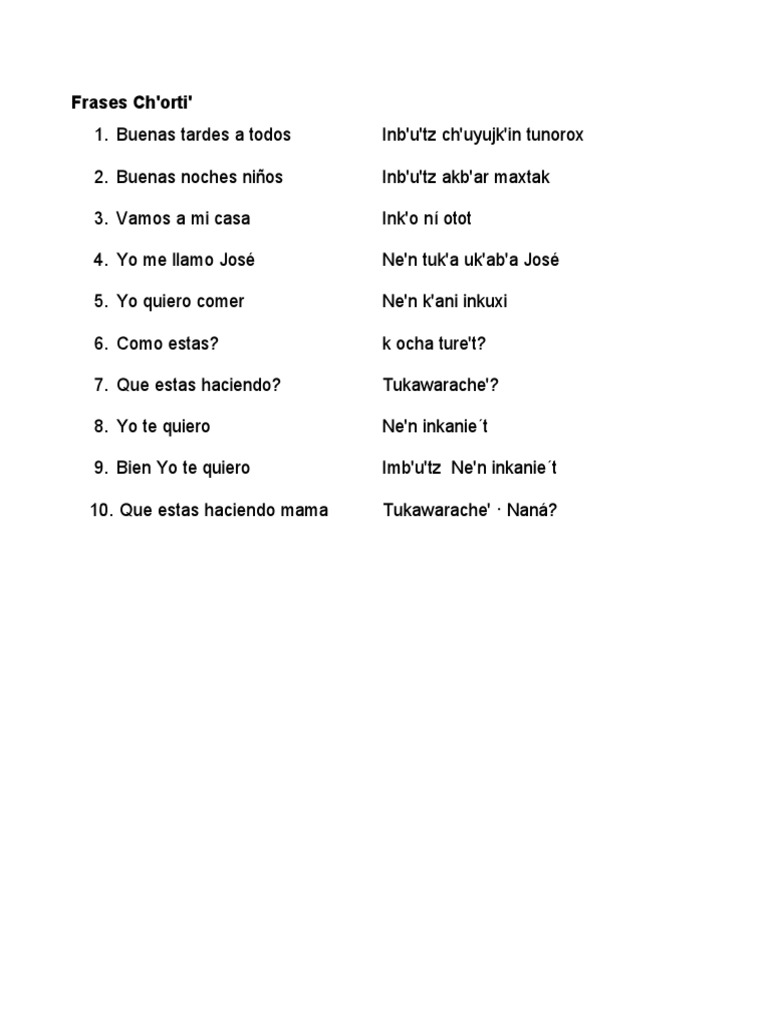 10 Frases en Chorti | PDF