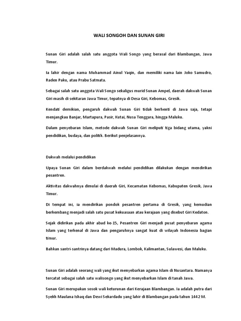 Wali Songoh Dan Sunan Giri | PDF