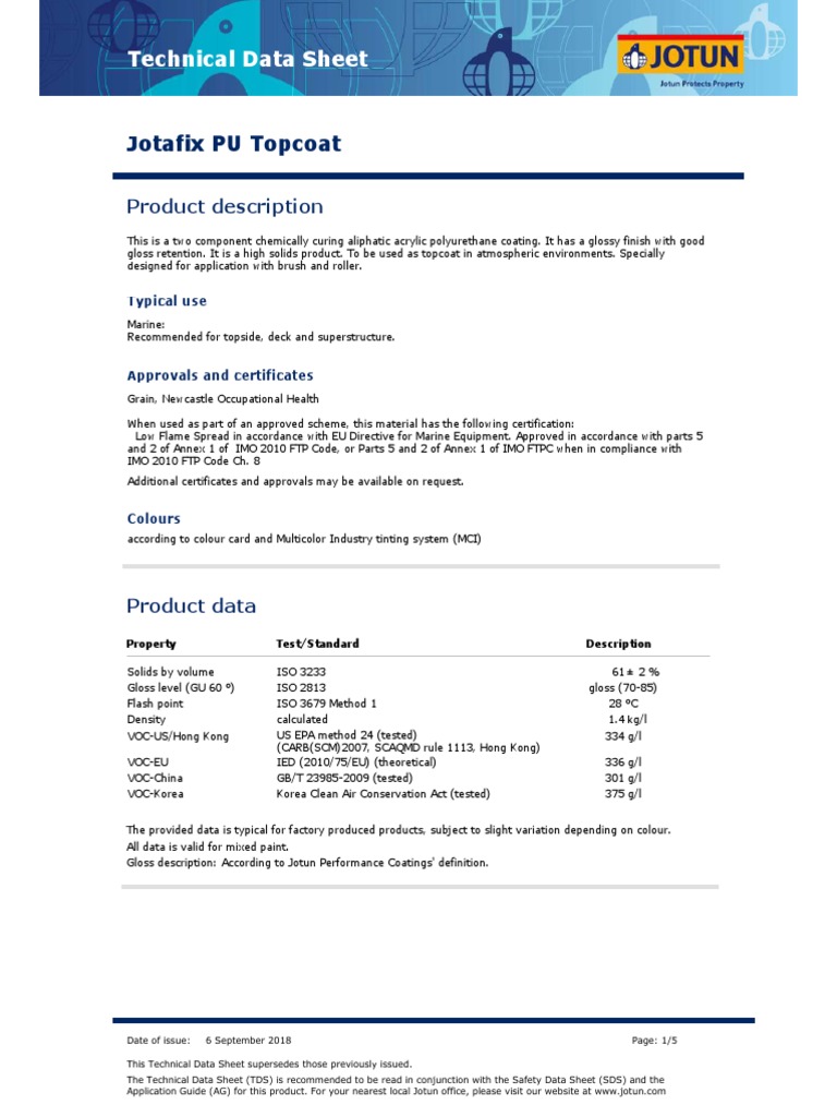 Jotafix Pu Topcoat PDF | PDF | Coating | Paint