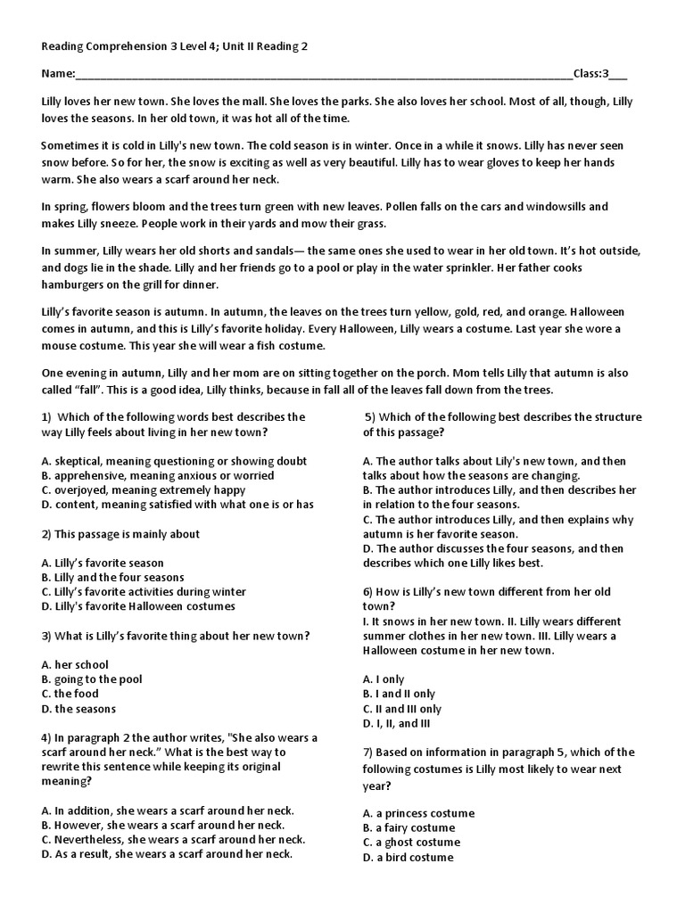 Reading Comprehension 5 | PDF