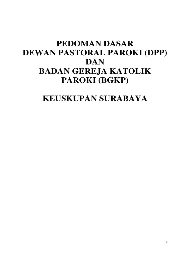 PEDOMAN DASAR DPP - BGKP KEUSKUPAN SURABAYA Wrxyyri | PDF