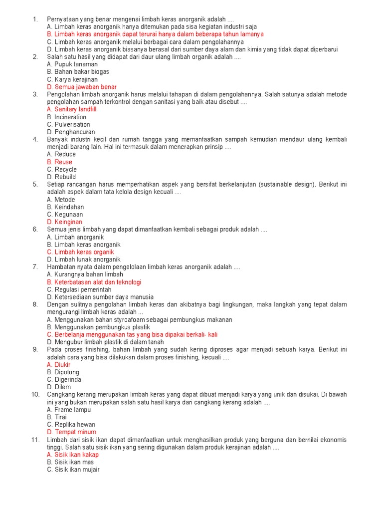 Soal PHB Prakarya Kelas 8 2022-2023 | PDF