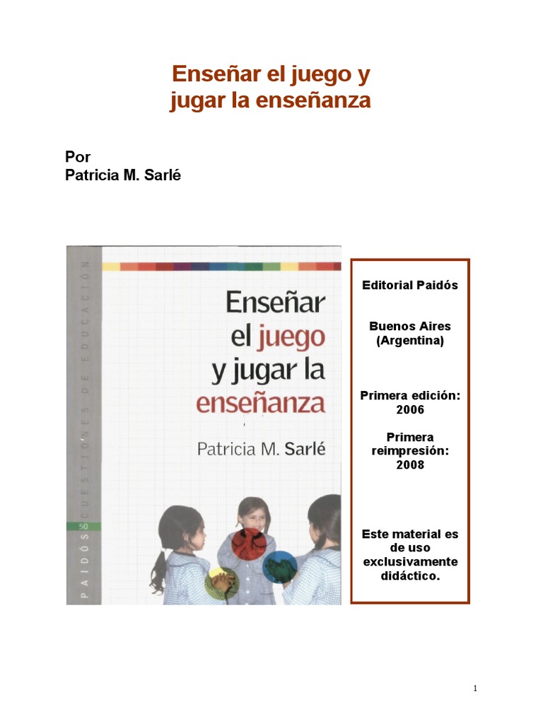 55el - Dialogo - Entre - El - Juego - y - La - Ensenanza Sarle Juegos | PDF | Infancia ...