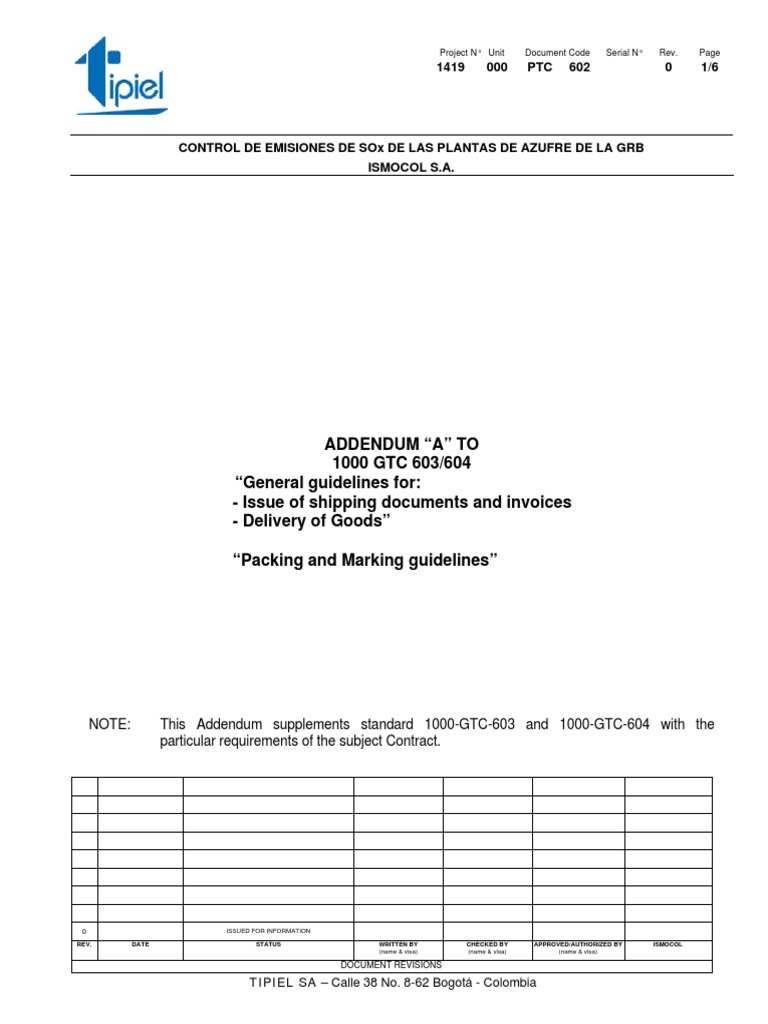 Addendum_A_-_1419-000-PTC-602 | PDF | Invoice