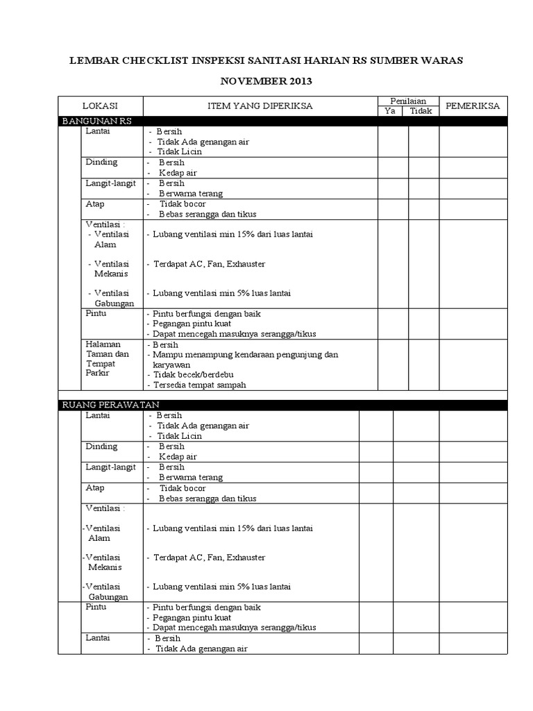 Lembar Ceklis Harian | PDF