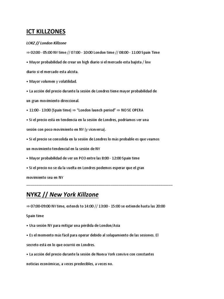 Ict Killzones | PDF | Mercados financieros | Mercado (economía)