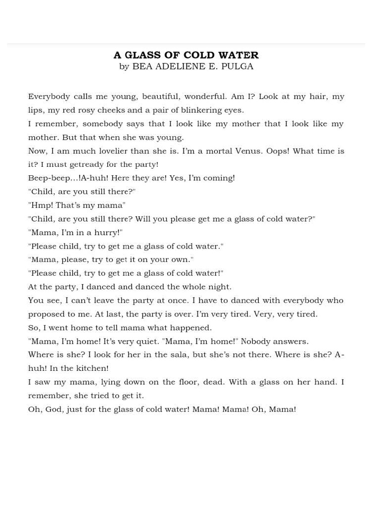 A Glass of Cold Water | PDF