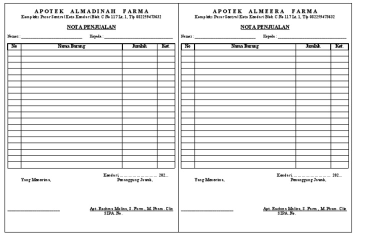 Form Nota Penjualan | PDF