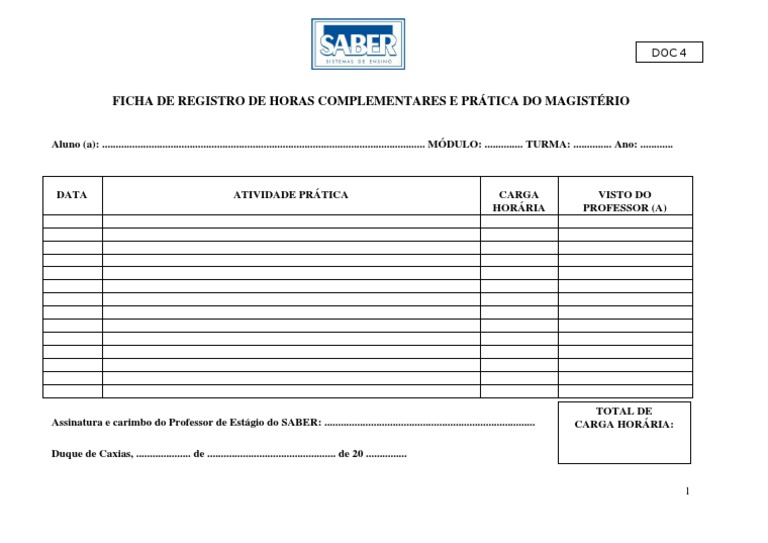 4 - Ficha de Horas Complementares PDF | PDF