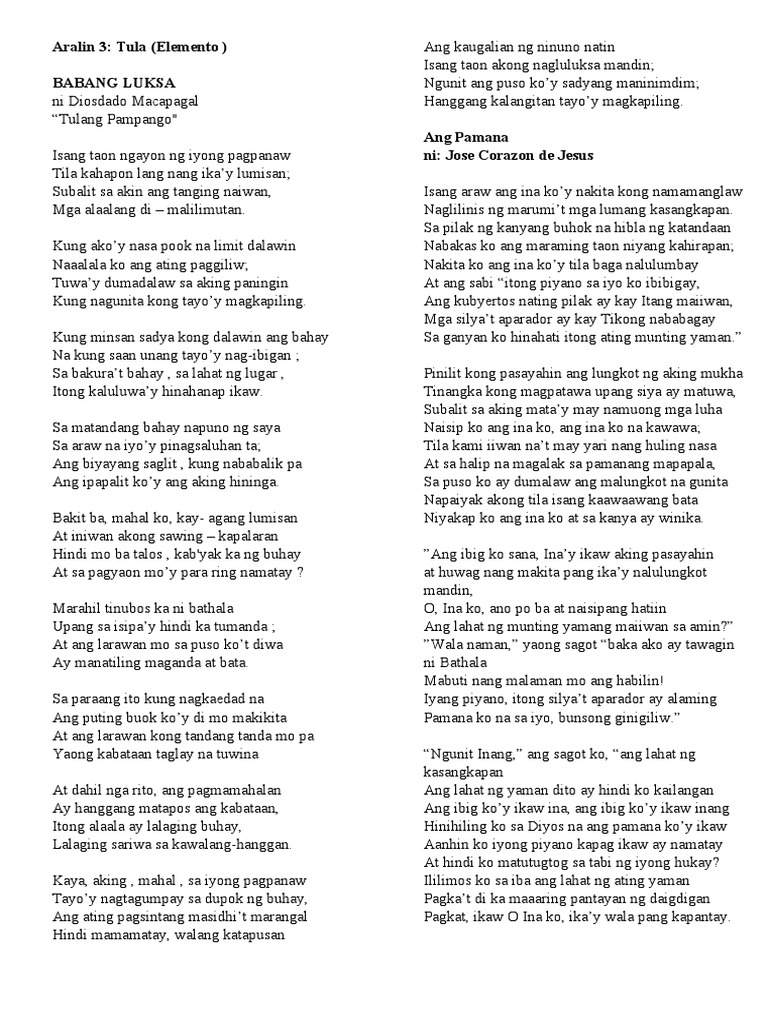Aralin 3 - Tula | PDF
