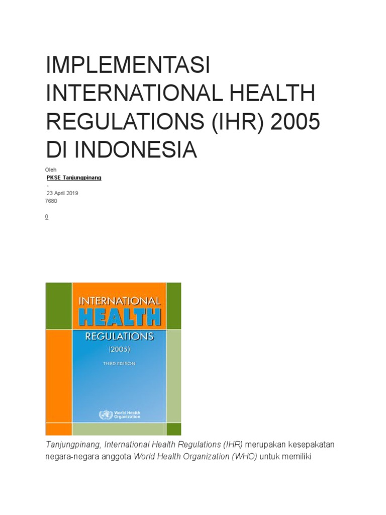 INTERNATIONAL HEALTH REGULATION 2005 Ok | PDF