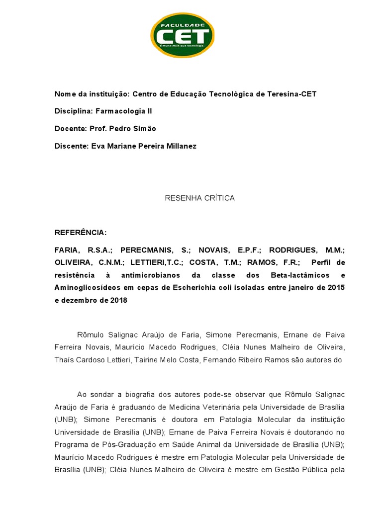Resenha Crítica de Artigo Científico | PDF