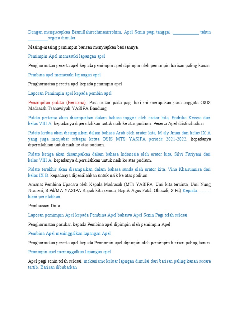Teks MC Apel Pagi | PDF