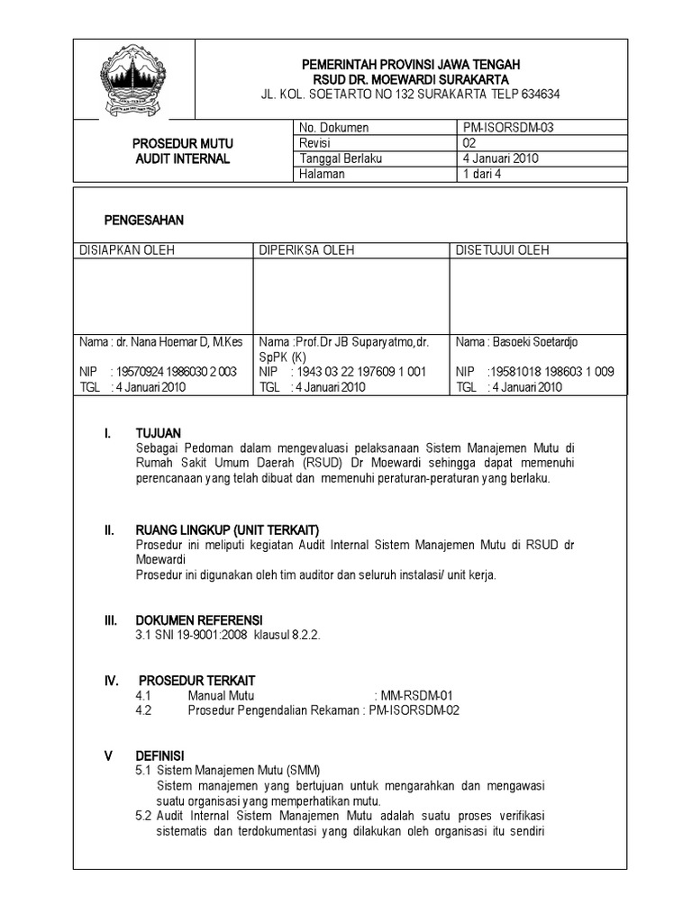 Prosedur Mutu Audit Internal | PDF