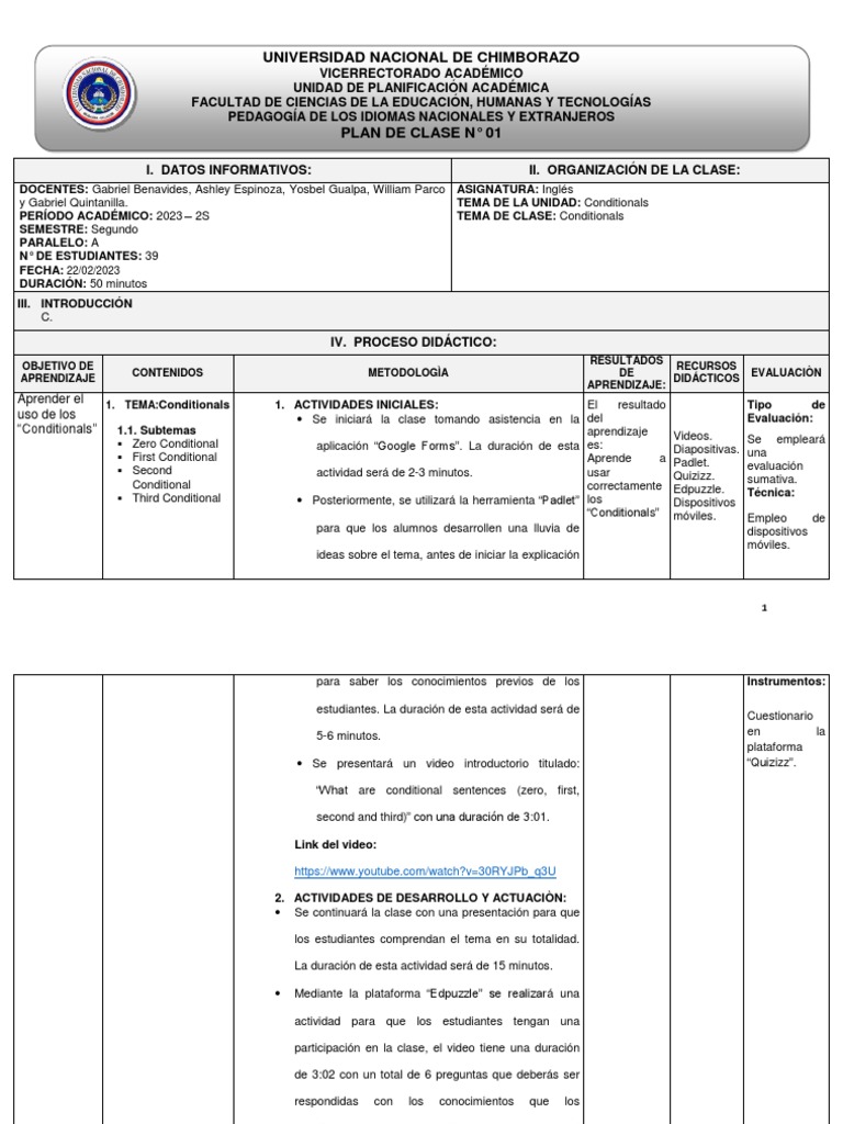 Plan de Clases | PDF