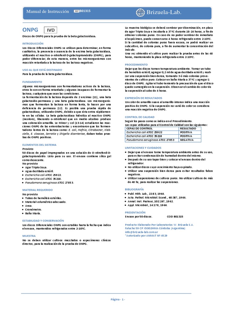 ONPG | PDF | Escherichia coli | Química