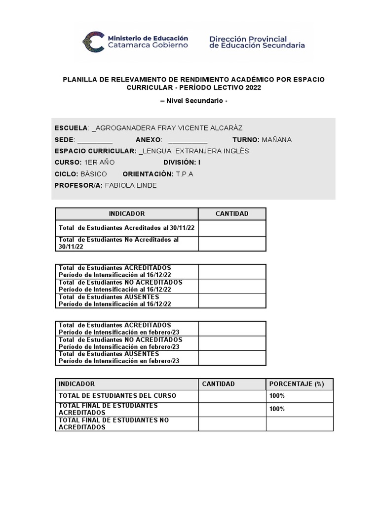 Planilla de Relevamiento | PDF