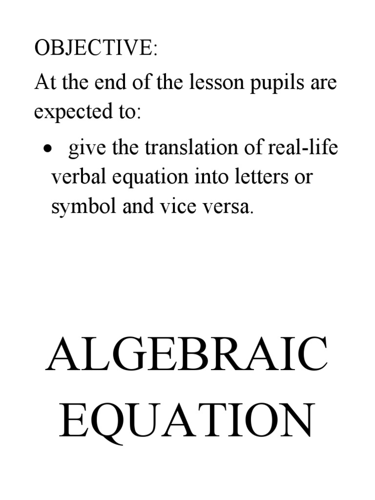 Translate Verbal Equations to Algebra | PDF | Equations | Numbers