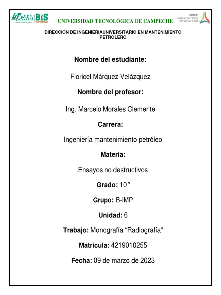 Monografia Unidad 6-Floricel | PDF | Rayo X | Desintegración radioactiva