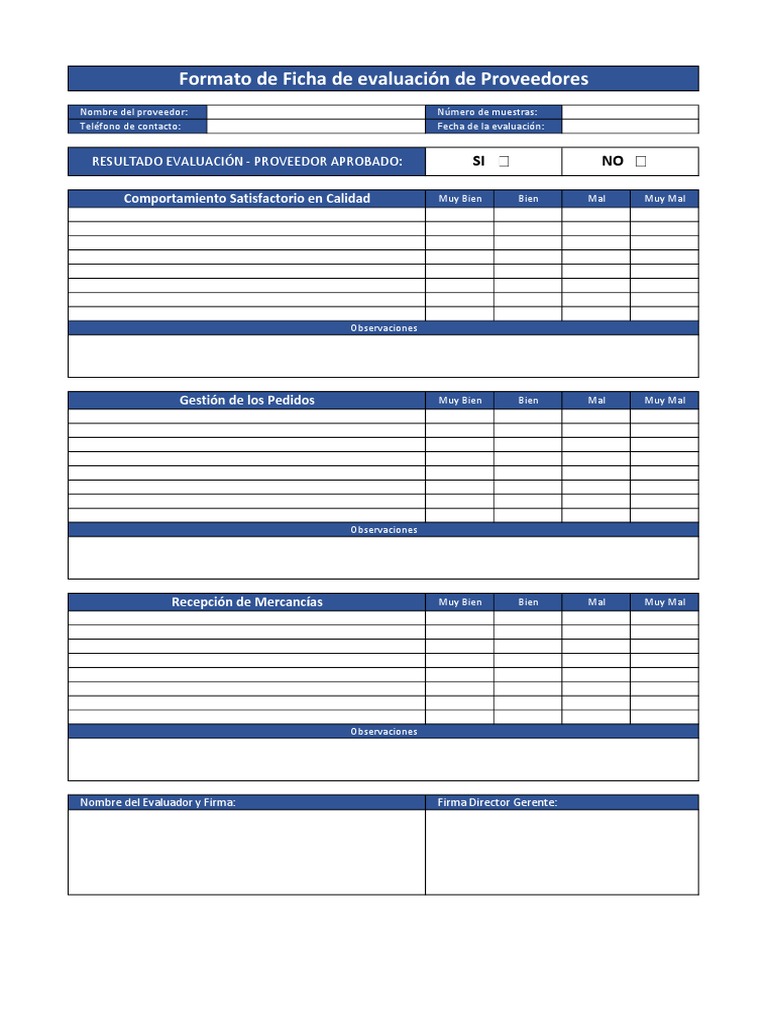 Evaluación de Proveedores (Versión Imprimible para Rellenar) PDF | PDF