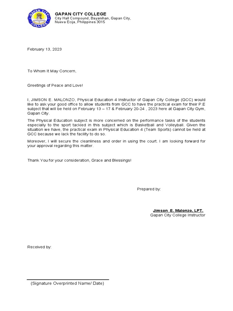 Request Letter in Basketball | PDF