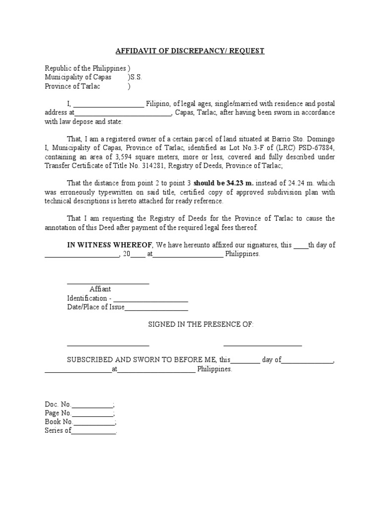 Affidavit of Discrepancy 1 | PDF