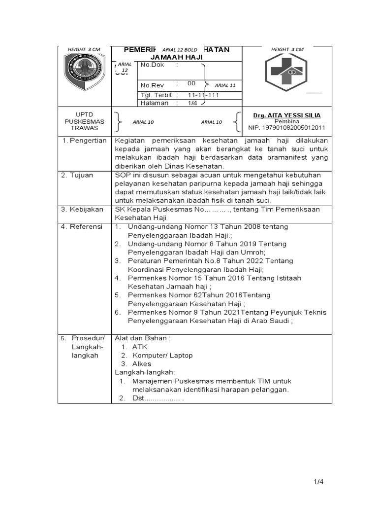 06 Lampiran Sop Rikkes Haji | PDF