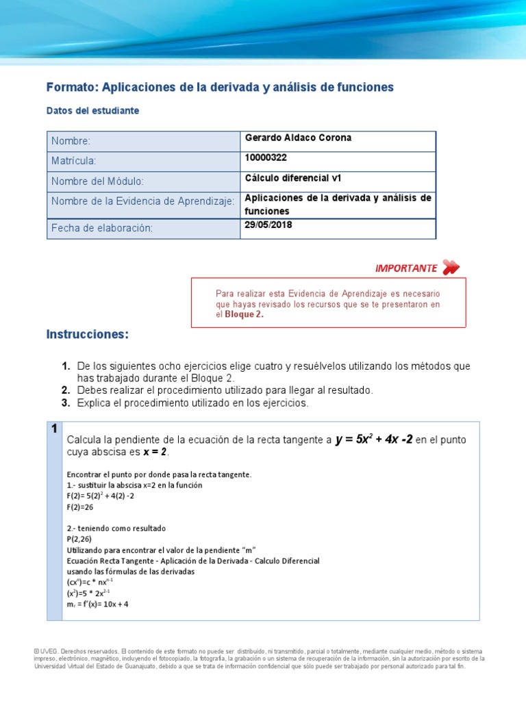 Aplicaciones de La Derivada | PDF | Pendiente | Línea (geometría)