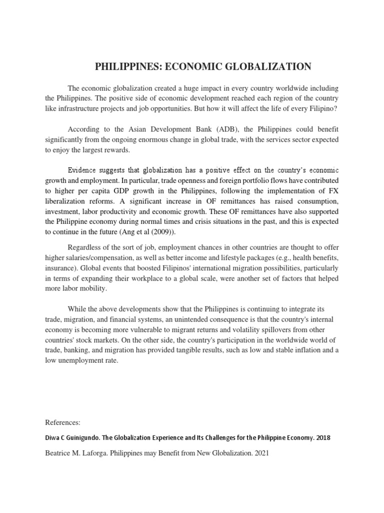 Philippines Economic Globalization PDF | PDF
