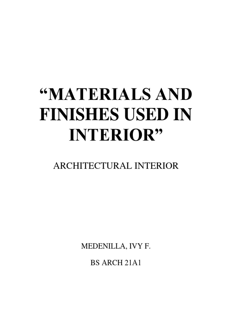 Materials and Finishes in Interior | PDF | Flooring | Wall