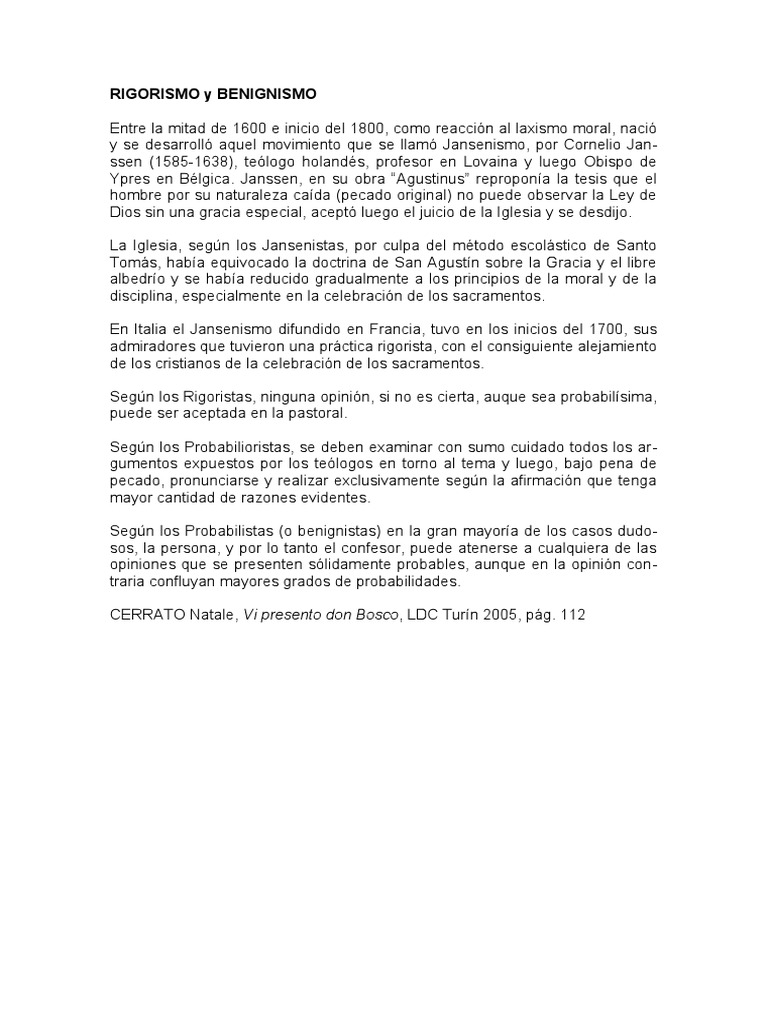 La disputa entre el rigorismo y el benignismo en la interpretación de ...