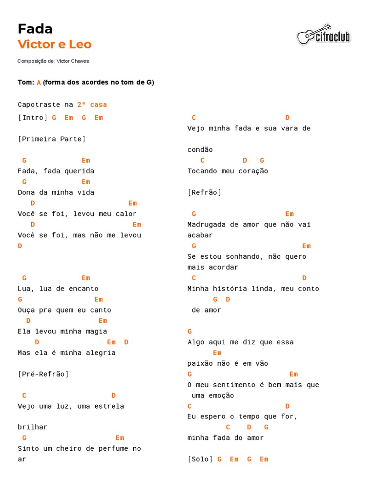 Cifra Club - Victor e Leo - Fada | PDF | Amor
