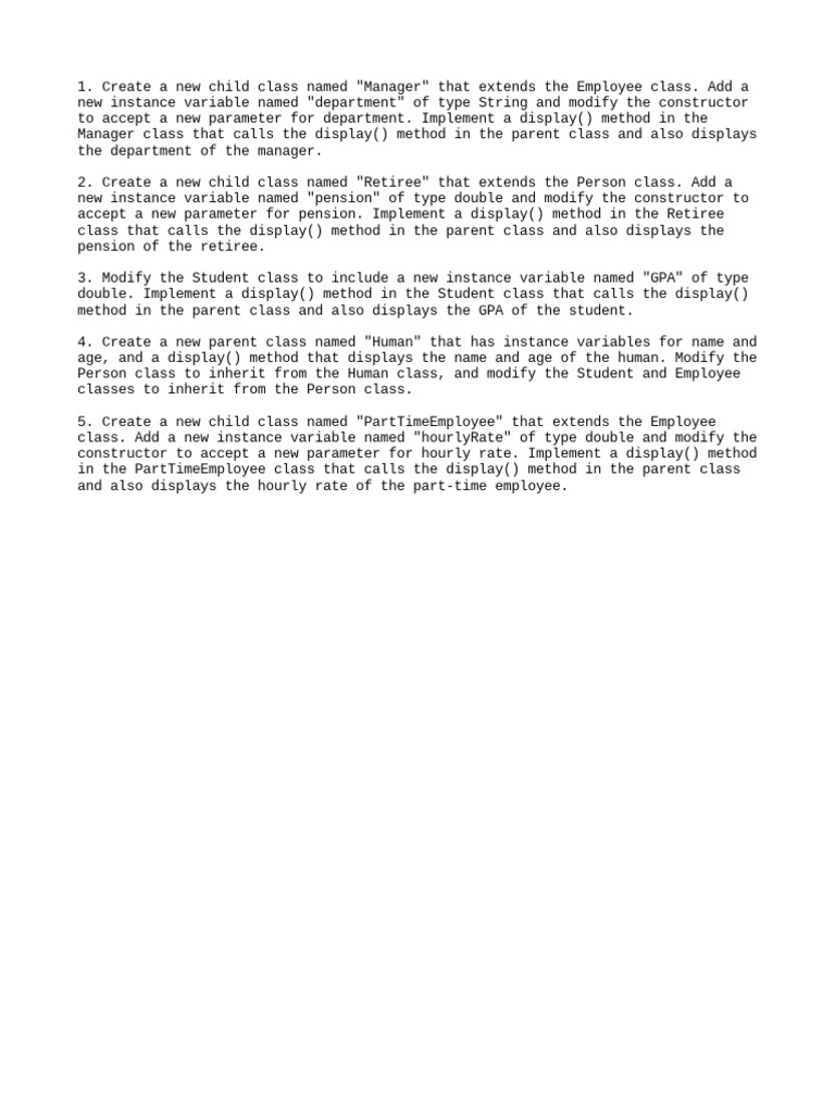 Inheritance Hands-On Activities | PDF