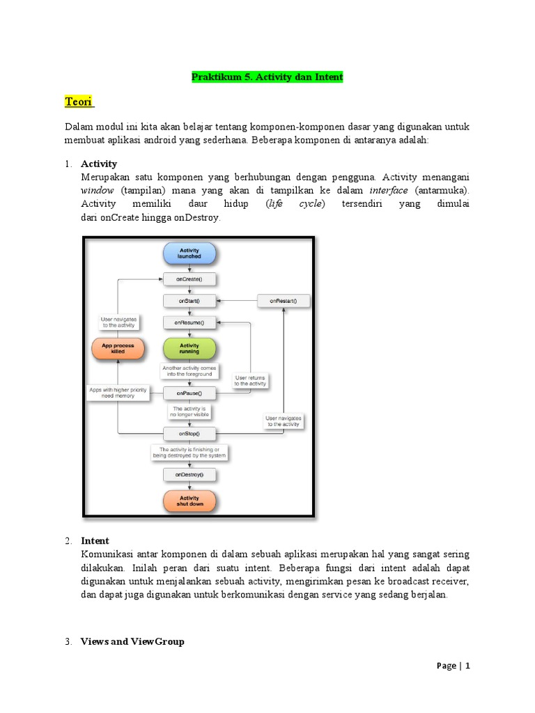 Praktikum 5. Activity Intent | PDF