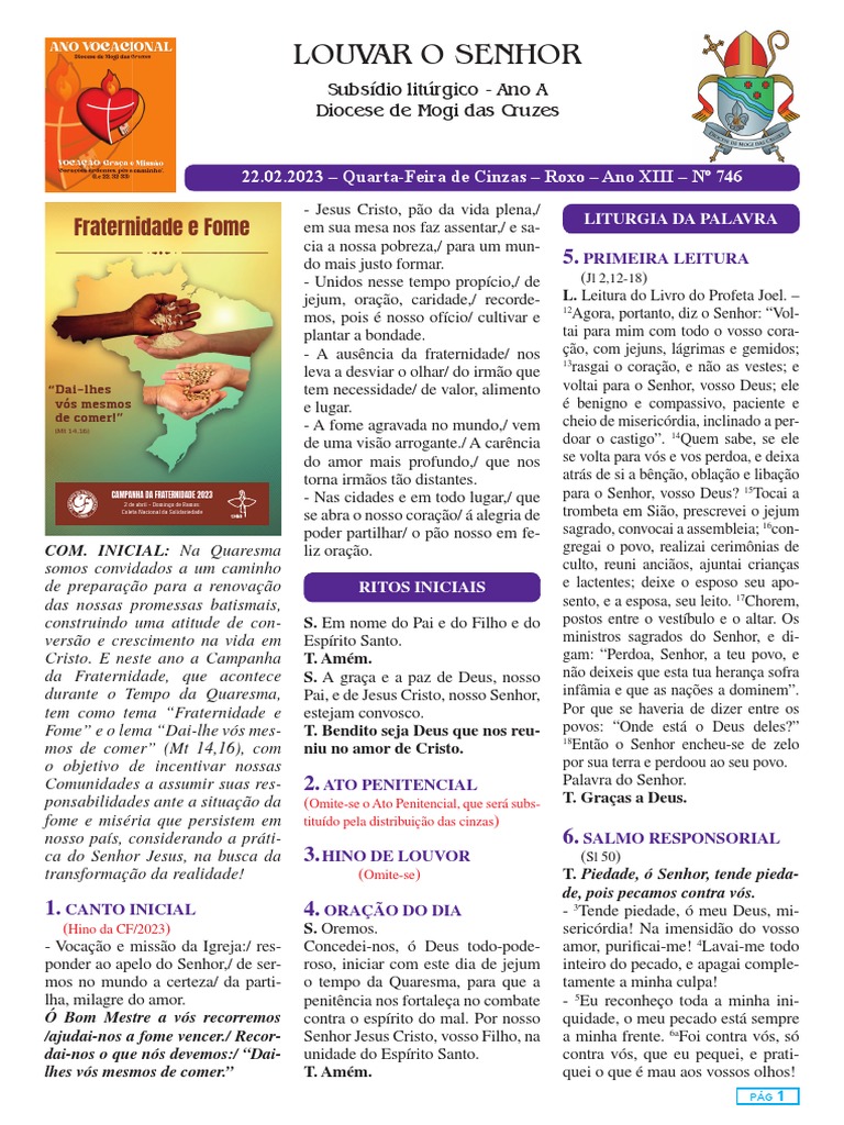 Louvar - o - Senhor - Jornal - Semanal - N746 - CINZAS | PDF | Oração ...