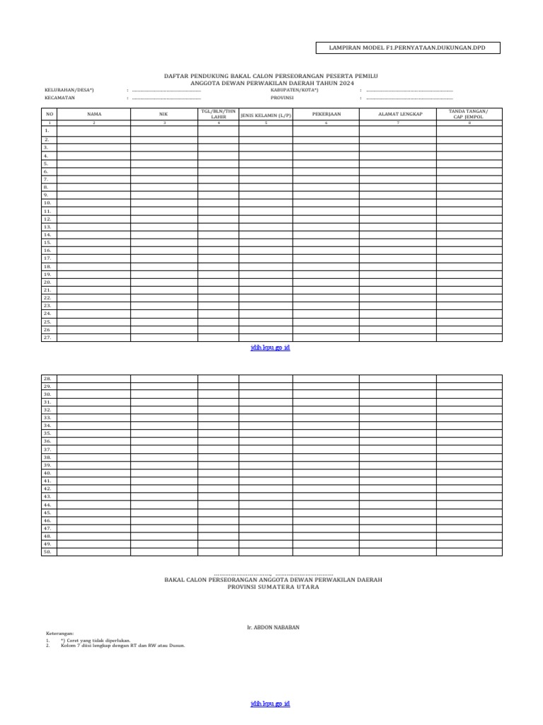 Formulir Pengumpulan KTP | PDF