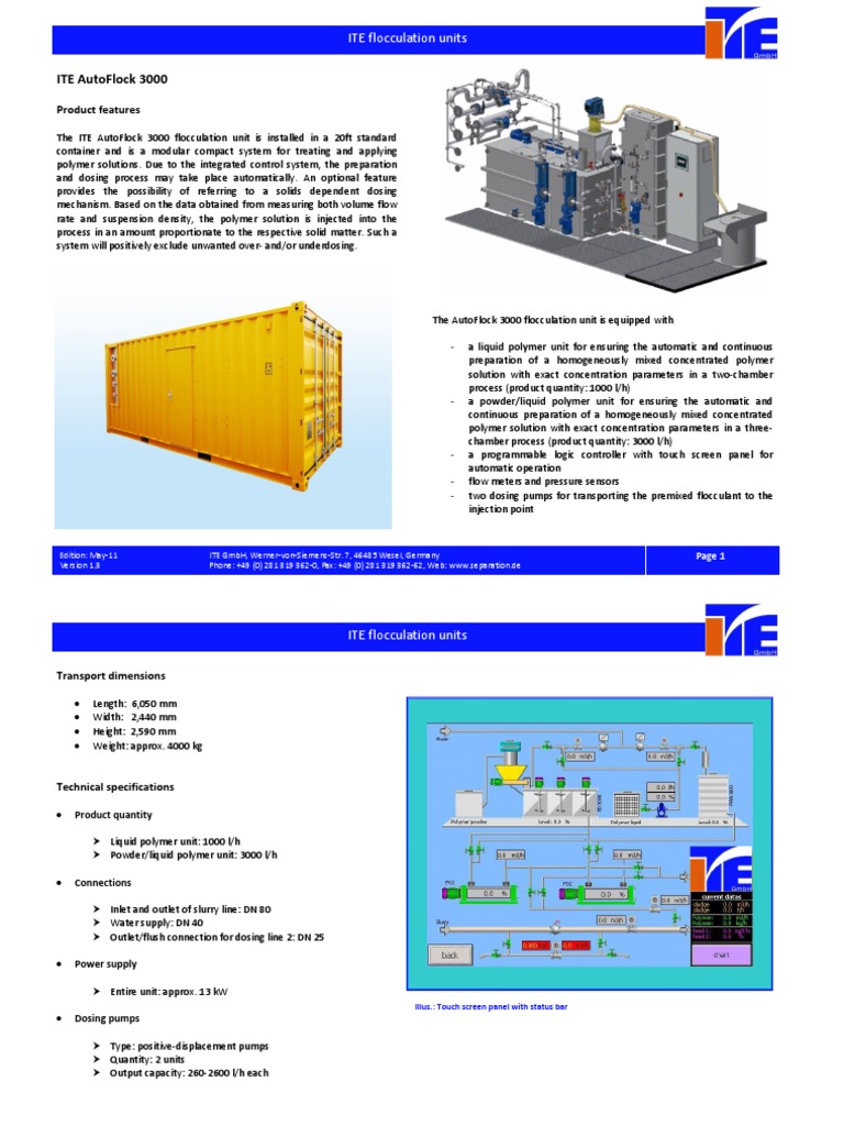 ITE AutoFlock 3000 Flocculation Unit | PDF | Pump | Polymers