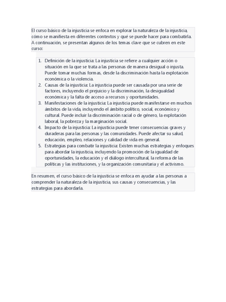 Curso sobre la Injusticia y su Combate | PDF