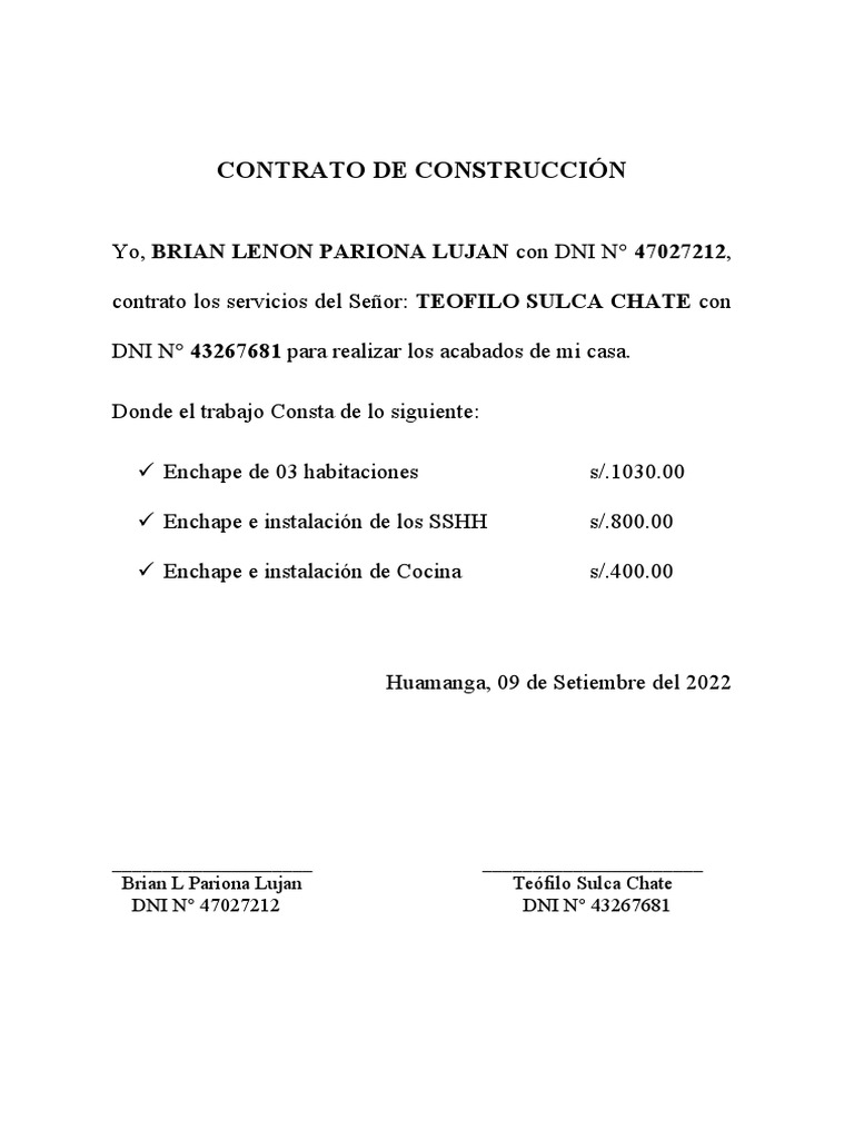 Contrato de Construcción | PDF