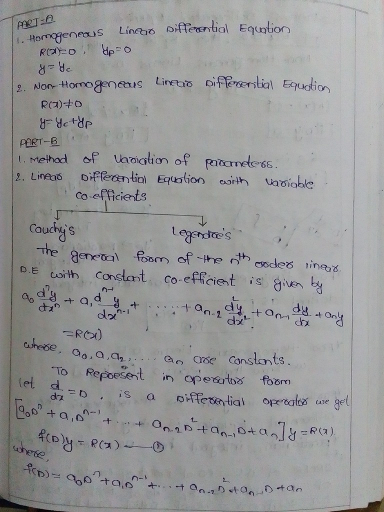 Unit-5 Higher Order Ordinary Differential Equations | PDF