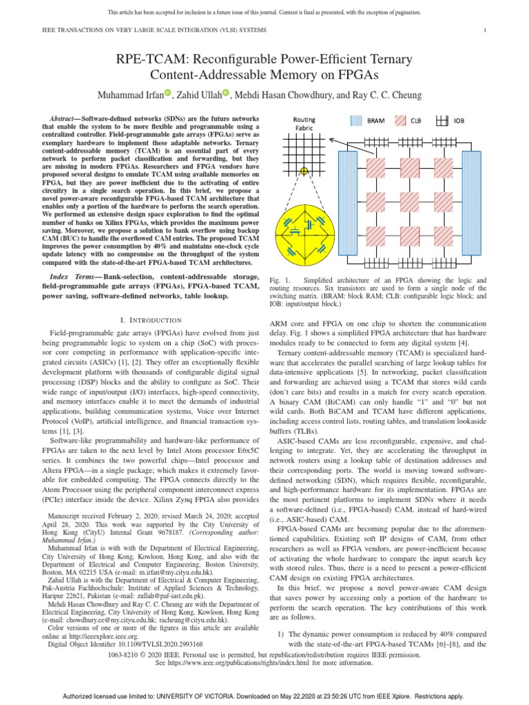 10 1109@tvlsi 2020 2993168 | PDF | Field Programmable Gate Array ...