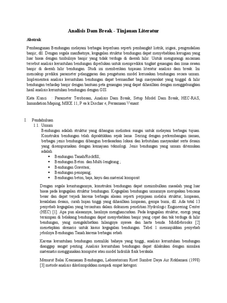 Analisis Dam Break | PDF