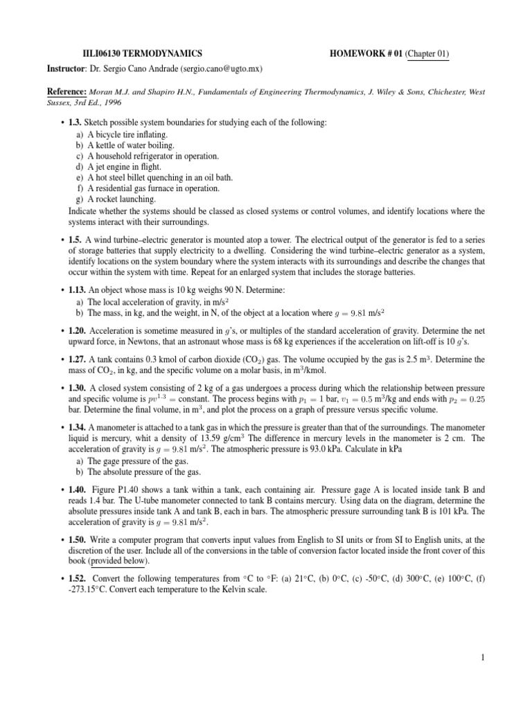 Thermodynamics Homework Solutions | PDF | Pressure | Pressure Measurement